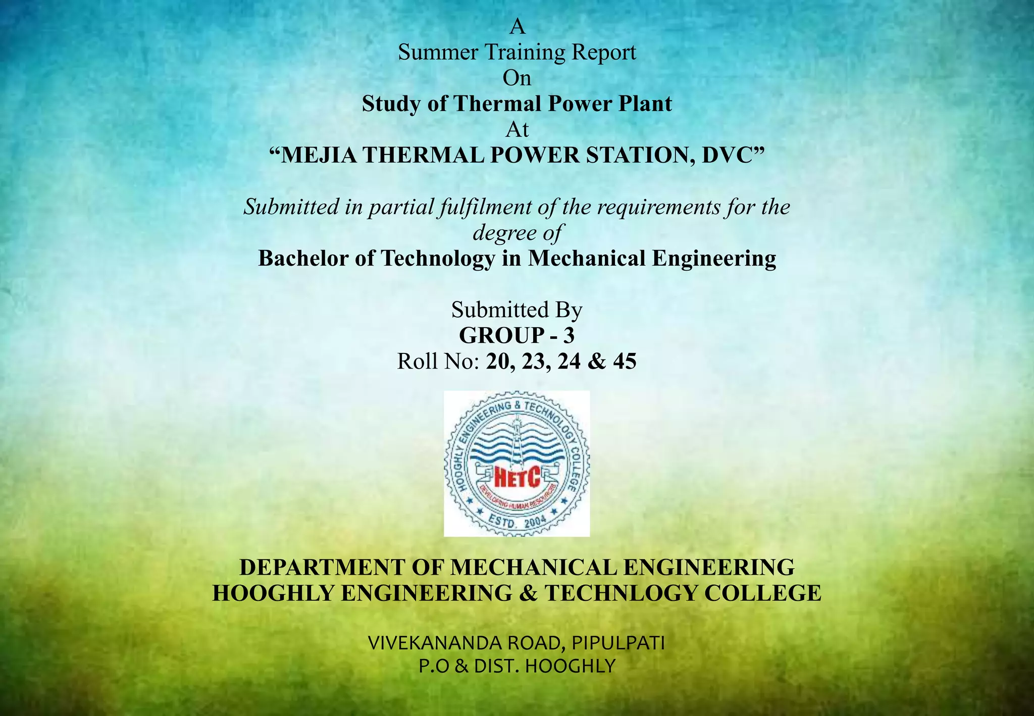 Overview of mejia thermal power station, DVC | PPTX