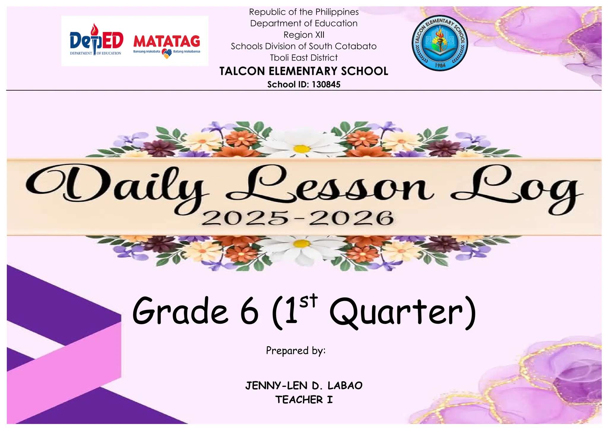 all grade level front page from kinder to 6 | DOCX