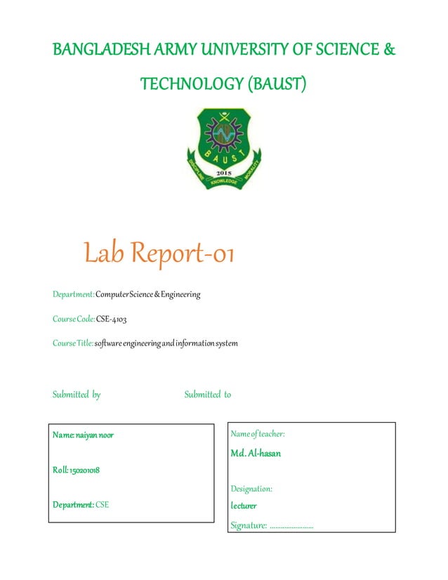 BAUST Front page Of CSE | DOCX