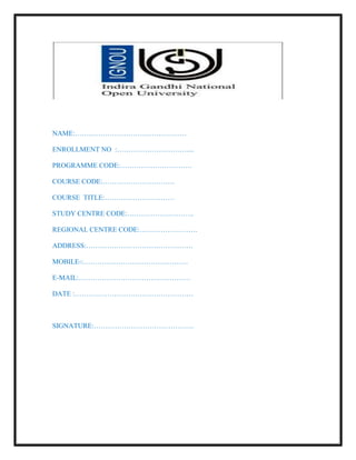 IGNOU front page | DOC