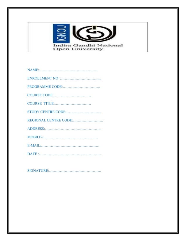 IGNOU front page | DOC