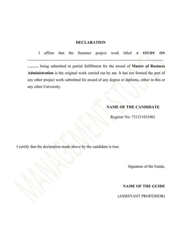 Front page format summer project | PDF