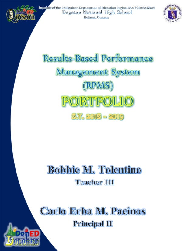 Front page for rpms ppst portfolio 2018 2019 | DOCX