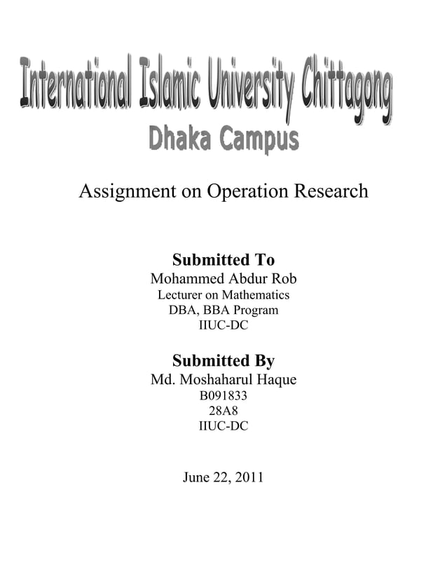 Front page of assignment | PDF