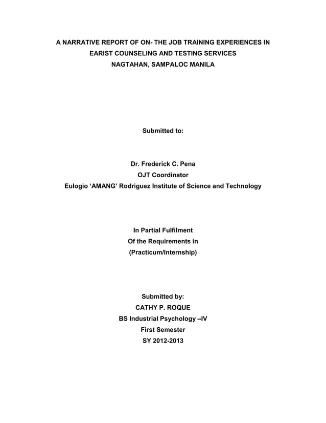 Front page of narrative sa guidance | DOCX | Human Resources | Business