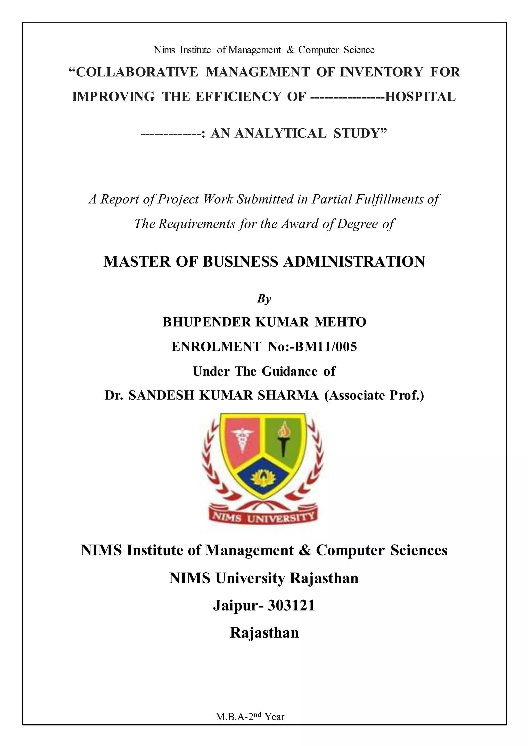 Front page of project | DOCX