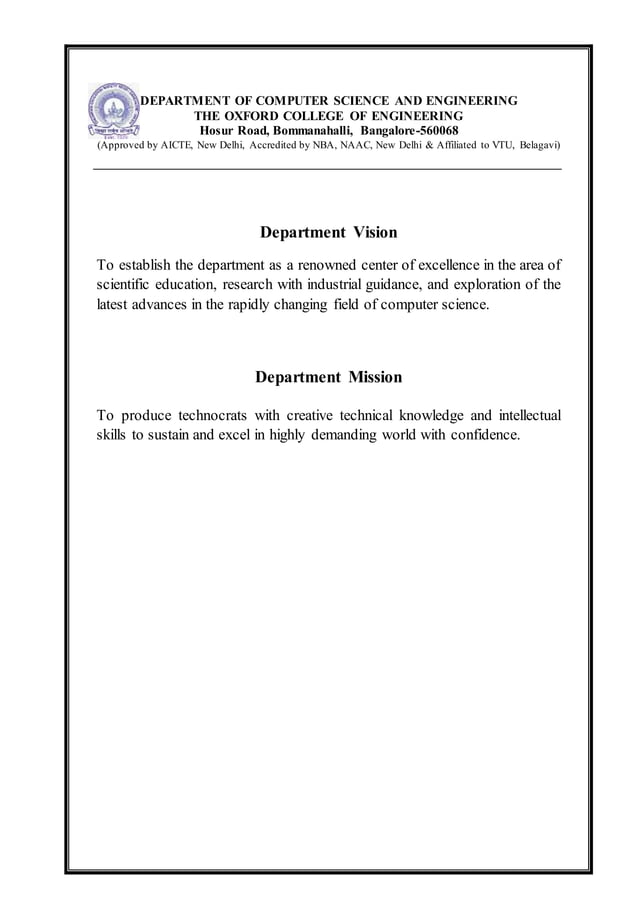 VTU FINAL YEAR PROJECT REPORT Front pages | DOCX