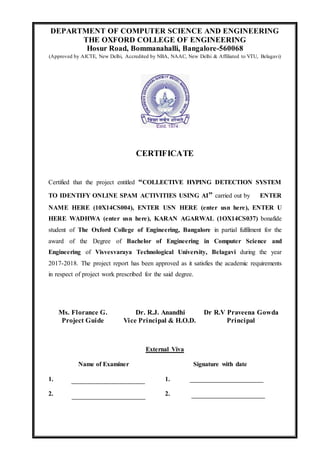 VTU FINAL YEAR PROJECT REPORT Front pages | PDF