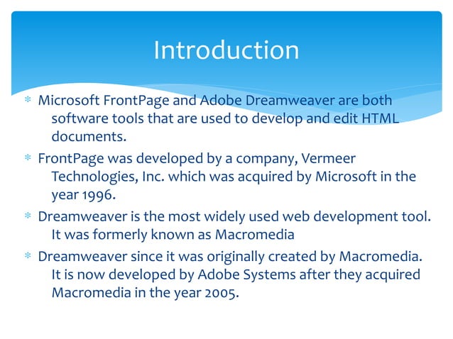 Frontpage vs dreamweaver | PPT