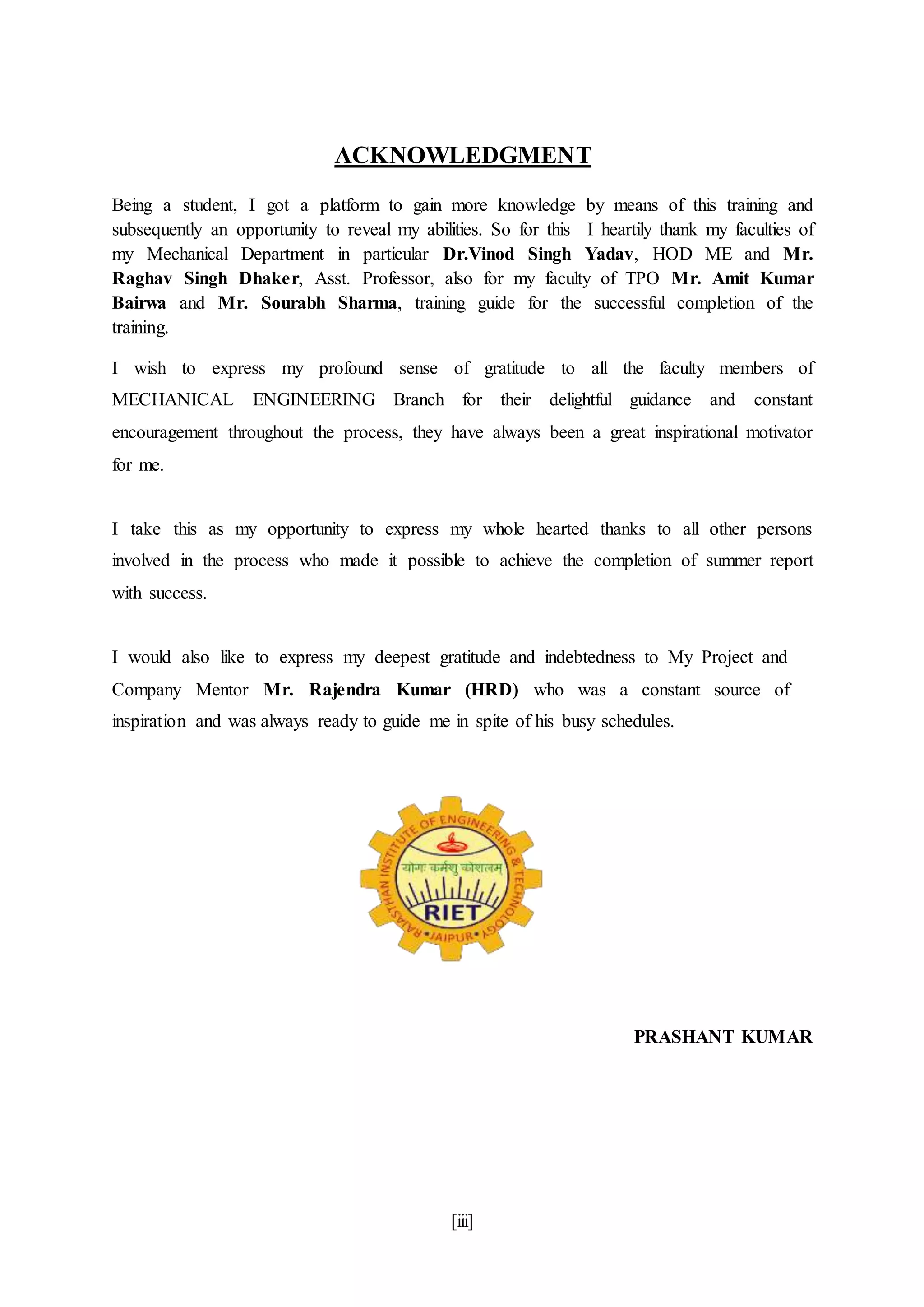 Front report on bokaro steel plant | DOCX