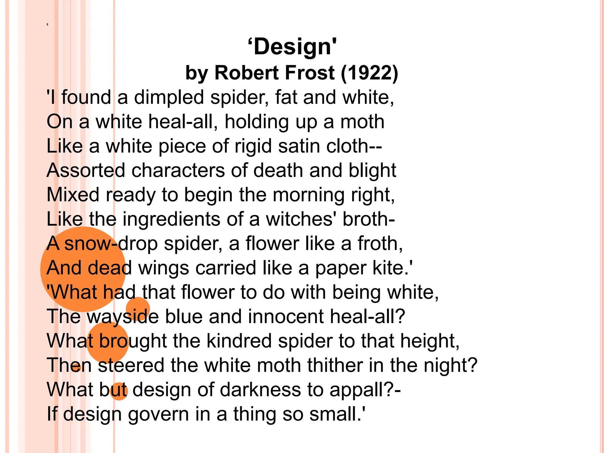 Robert Frost's Famous Poem Design: A Sonnet | PPT
