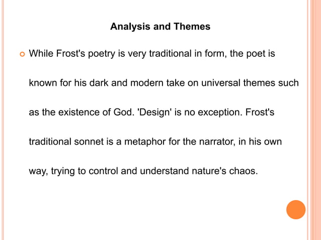 Robert Frost's Famous Poem Design: A Sonnet | PPT