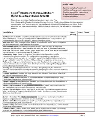 Frost 9th honors and the unquiet library digital book report rubric ...