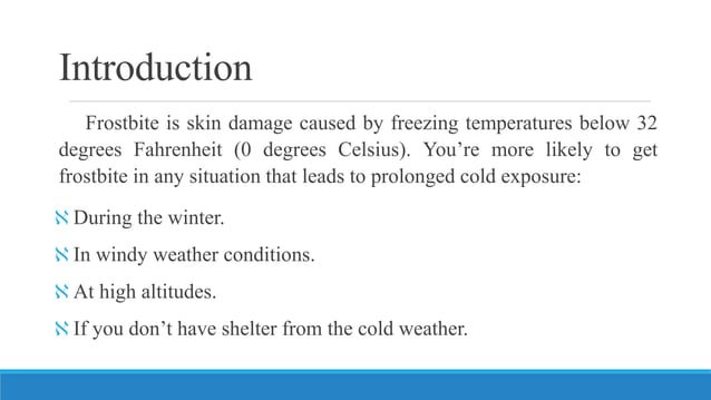 FROST BITE.pptx | First Aid | Injuries