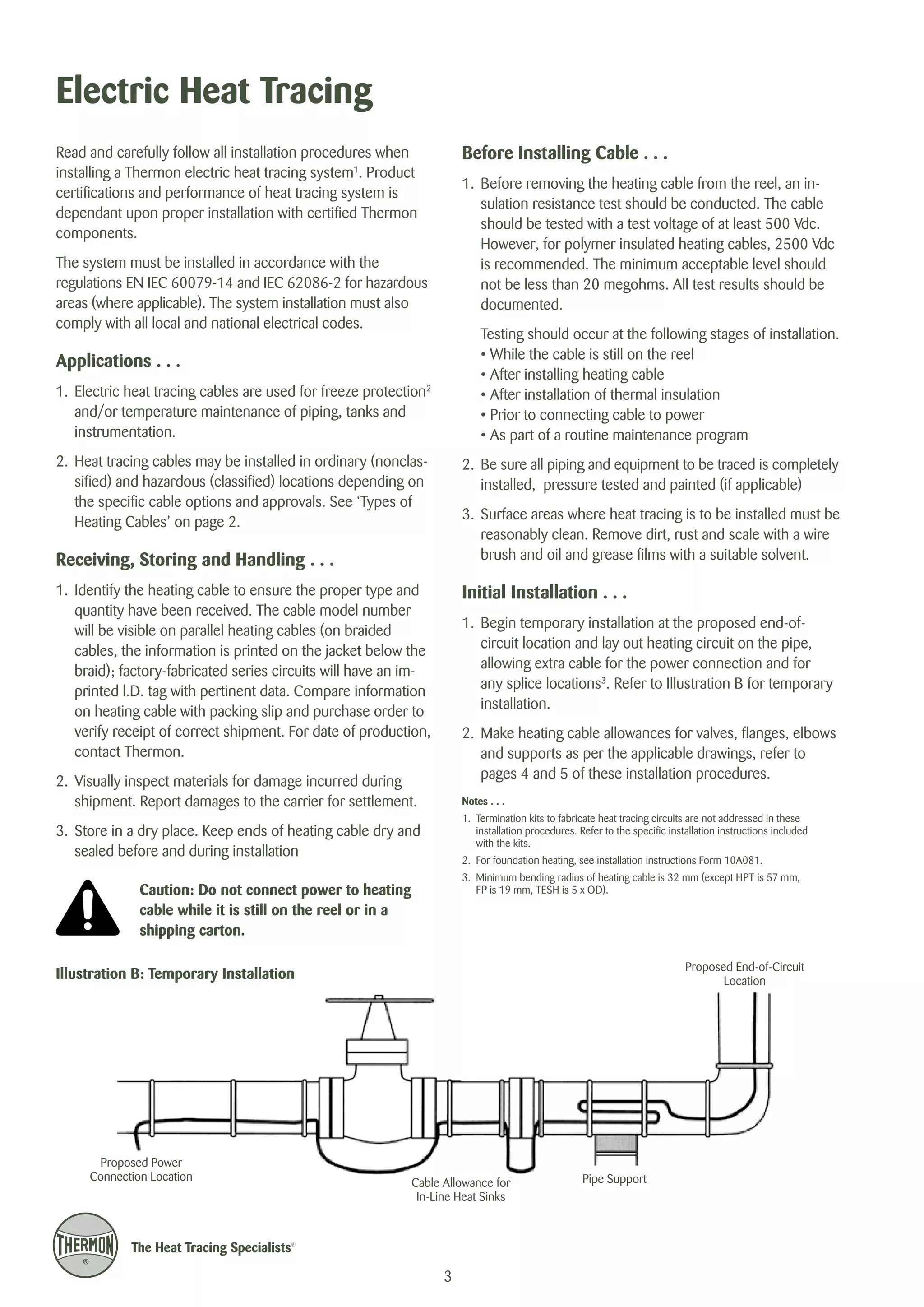 Frost Protection Heat Tracing - Frost Protection Installation Procedures | PDF