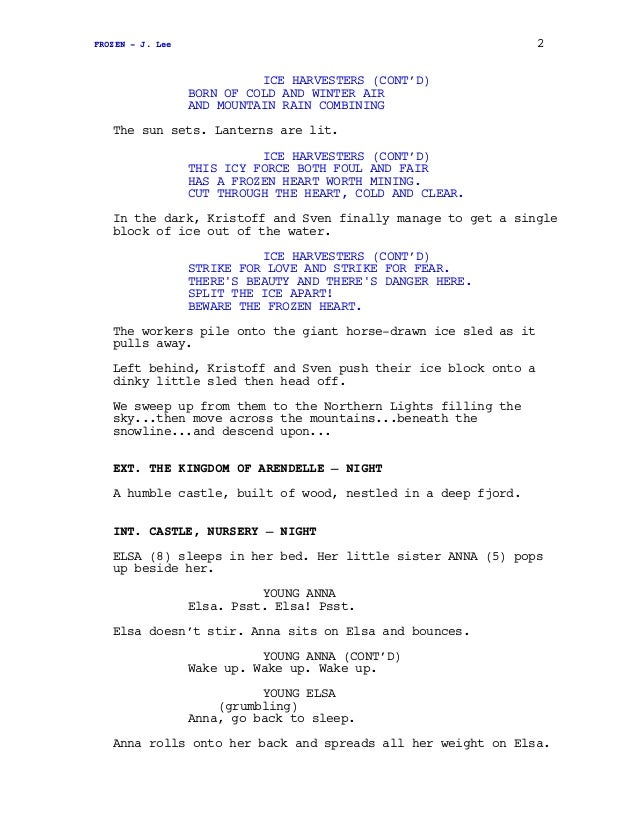 Frozen screenplay