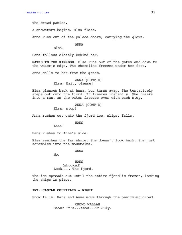 Frozen screenplay