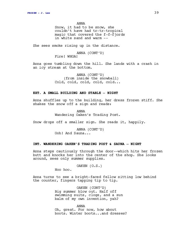 Frozen screenplay
