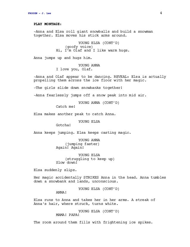 Frozen screenplay