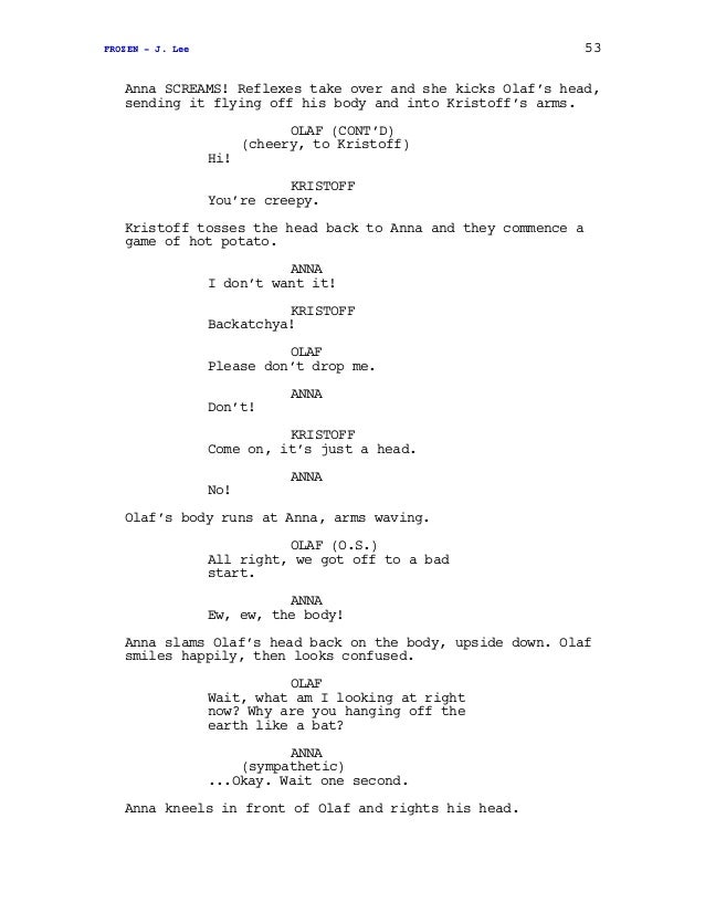 Frozen screenplay