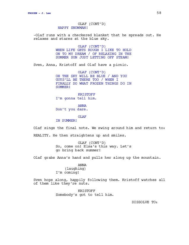 Frozen screenplay