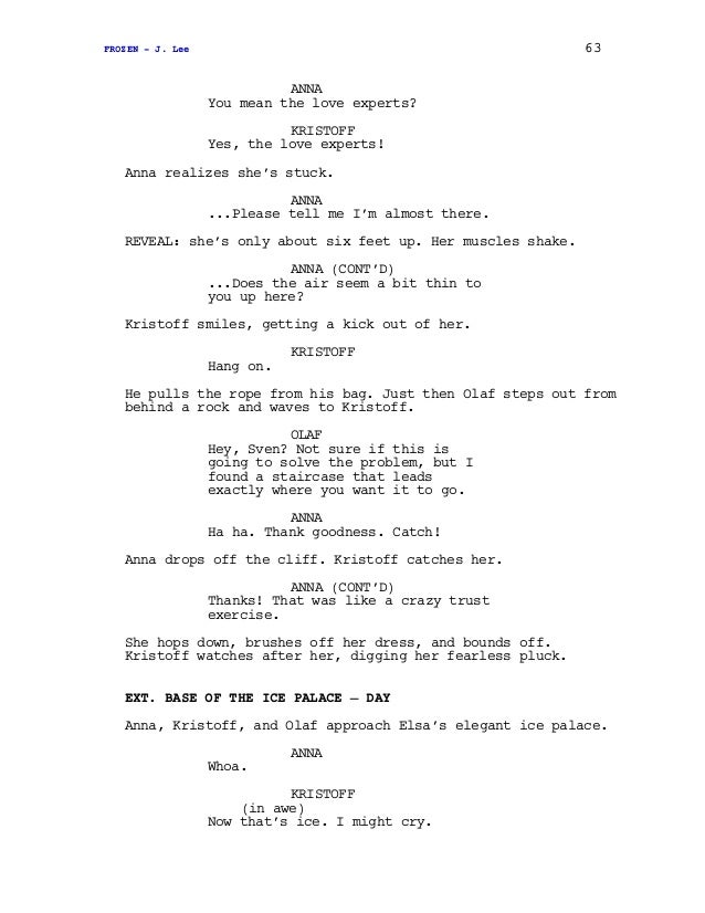Frozen screenplay