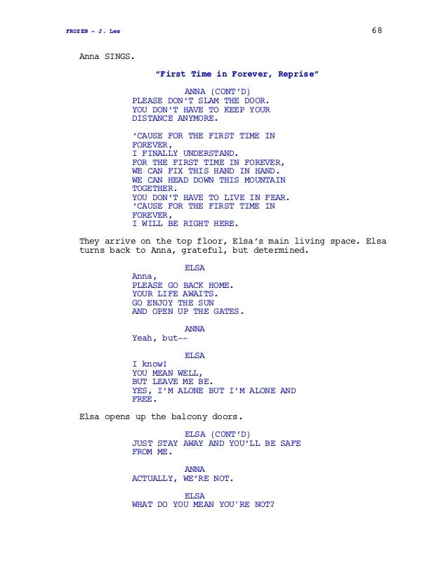 Frozen screenplay