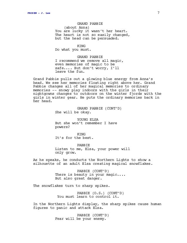 Frozen screenplay