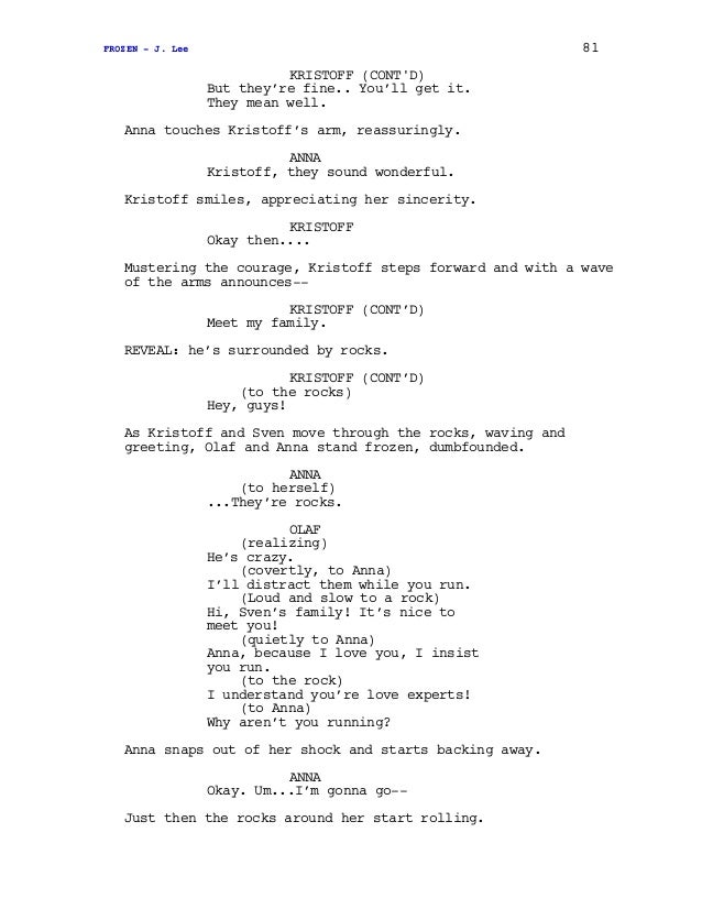 Frozen screenplay