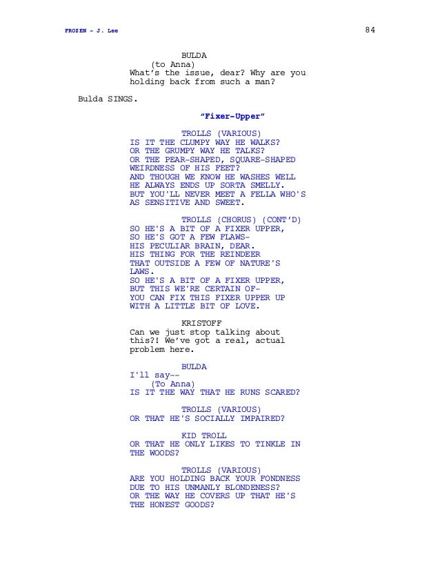 Frozen screenplay