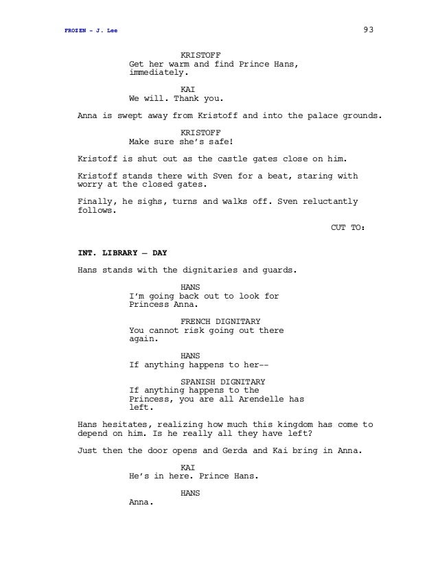 Frozen screenplay
