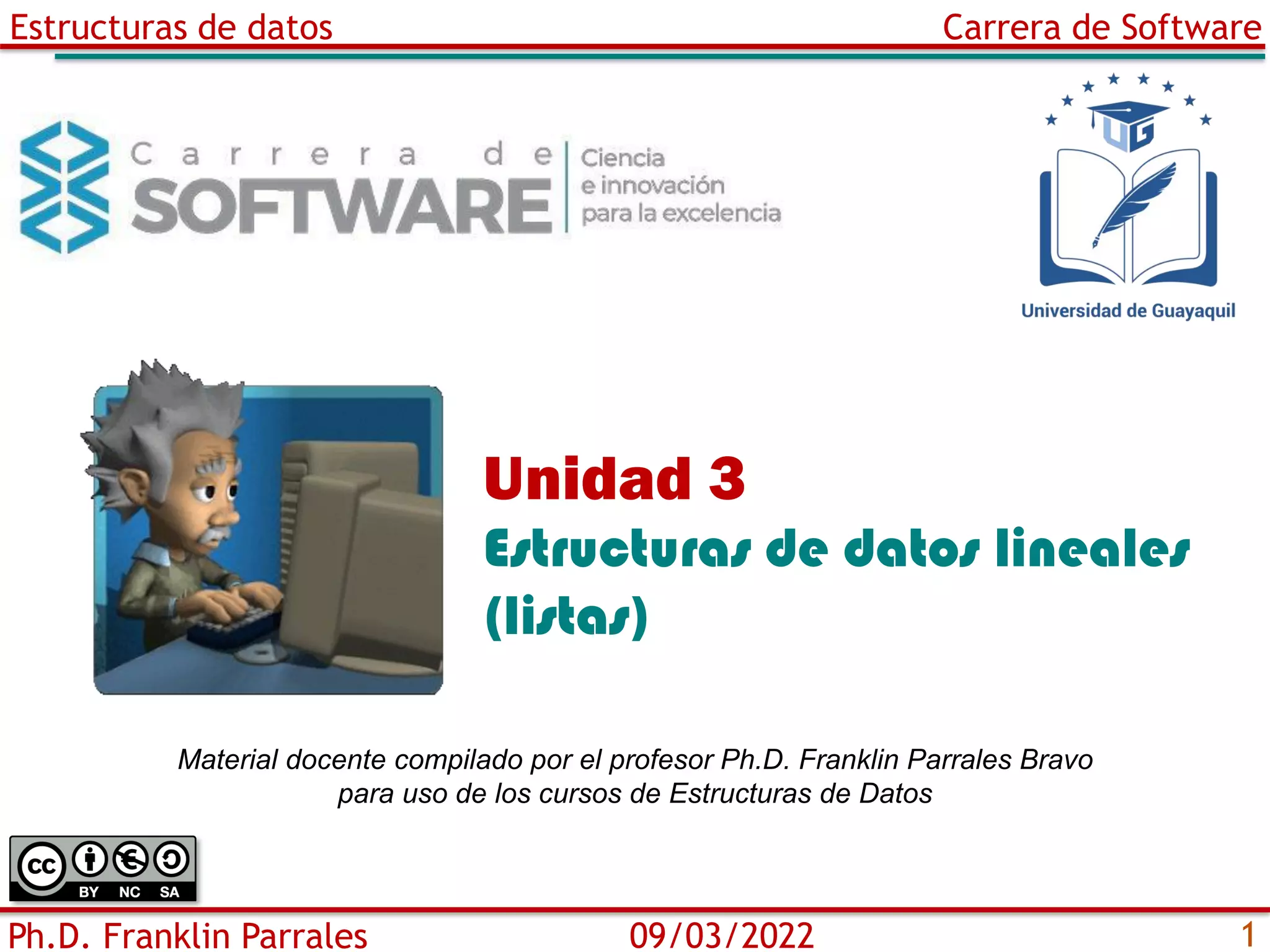 ED Unidad 3: Estructuras de datos lineales (listas) | PDF