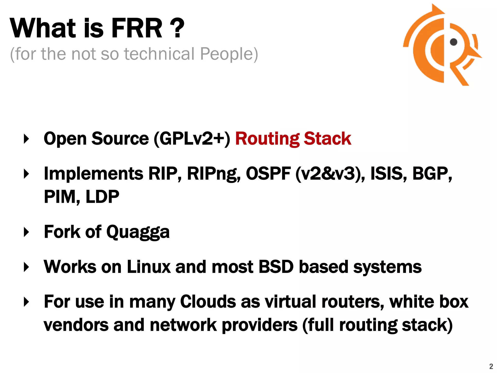 FreeRangeRouting - A new Quagga fork with more open development | PDF ...
