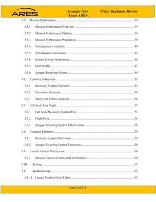 Flight Readiness Review for Project A.R.E.S. | PDF