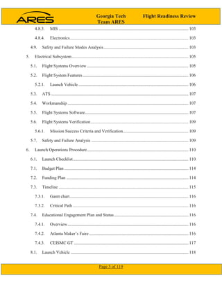 Flight Readiness Review for Project A.R.E.S. | PDF