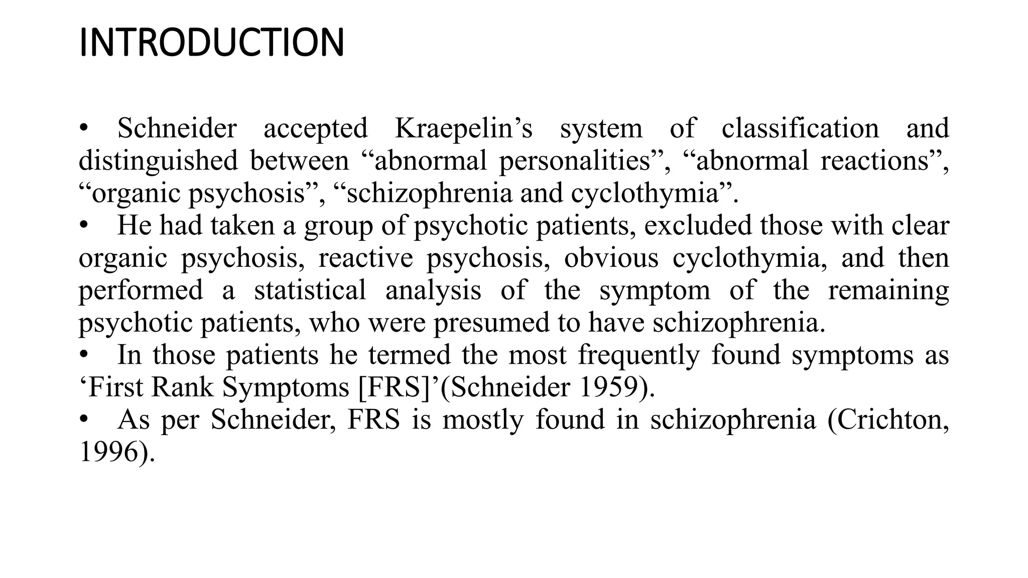 First rank symptoms of schizophrenia | PPTX