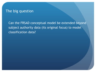 Extending models for controlled vocabularies to classification systems: modelling DDC with FRSAD ...