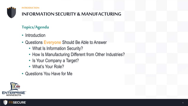 Information Security & Manufacturing | PPTX