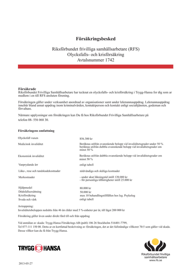 Frskringsbrev trygg hansa_2013 | PDF