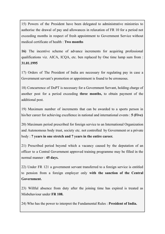 FR & SR -One Liners ( Fundamental Rules & Supplementary Rules and ...