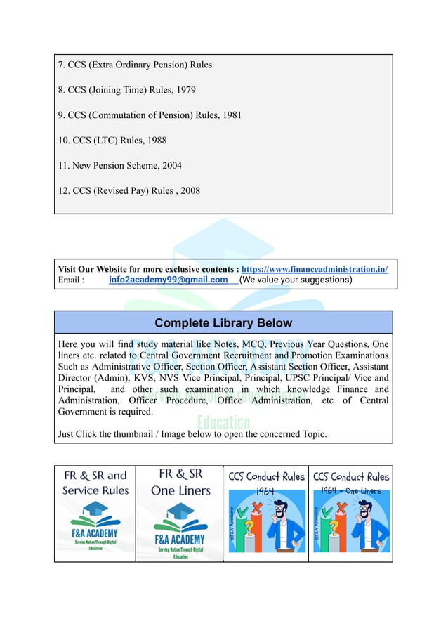 FR & SR -One Liners ( Fundamental Rules & Supplementary Rules and ...