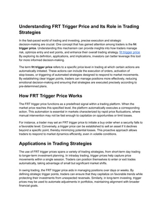 Understanding FRT Trigger Price and Its Role in Trading Strategies | PDF