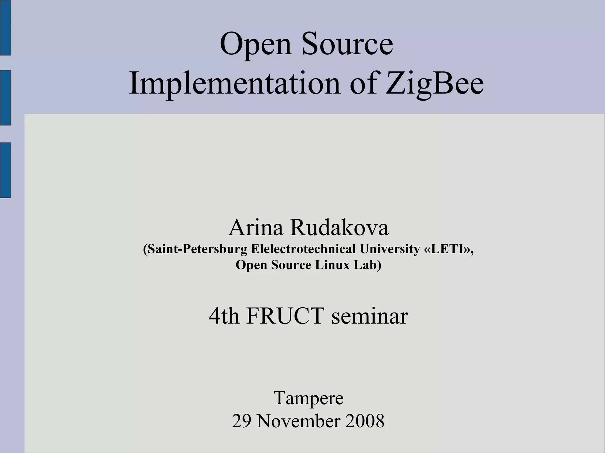 Open Source Implementation Of Zigbee Ppt
