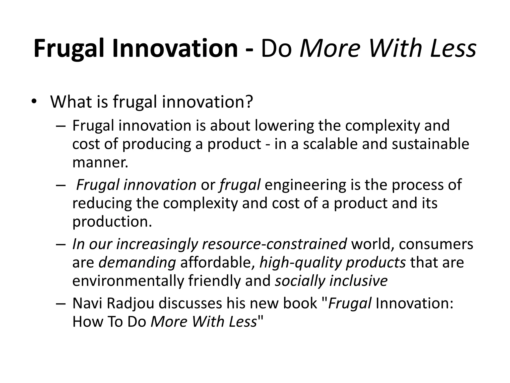 Frugal Innovation - Construction | PPTX