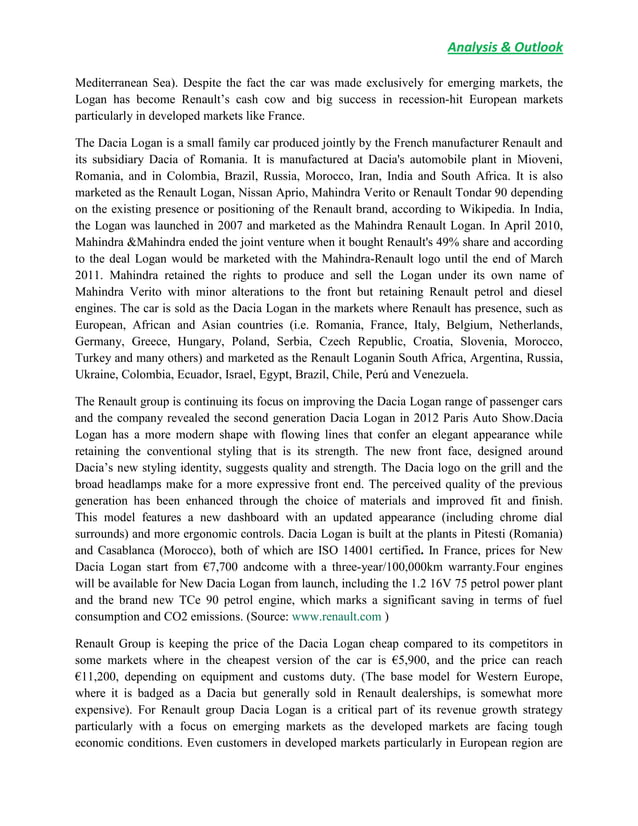Case Study - Frugal Innovation – Renault/Dacia Logan played a major role in Renault Group Growth ...