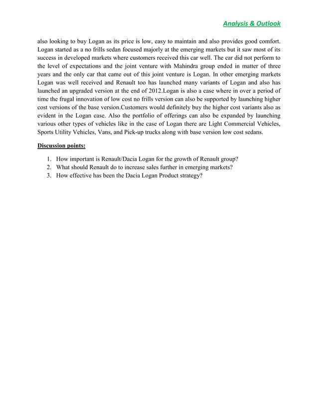 Case Study - Frugal Innovation – Renault/Dacia Logan played a major role in Renault Group Growth ...