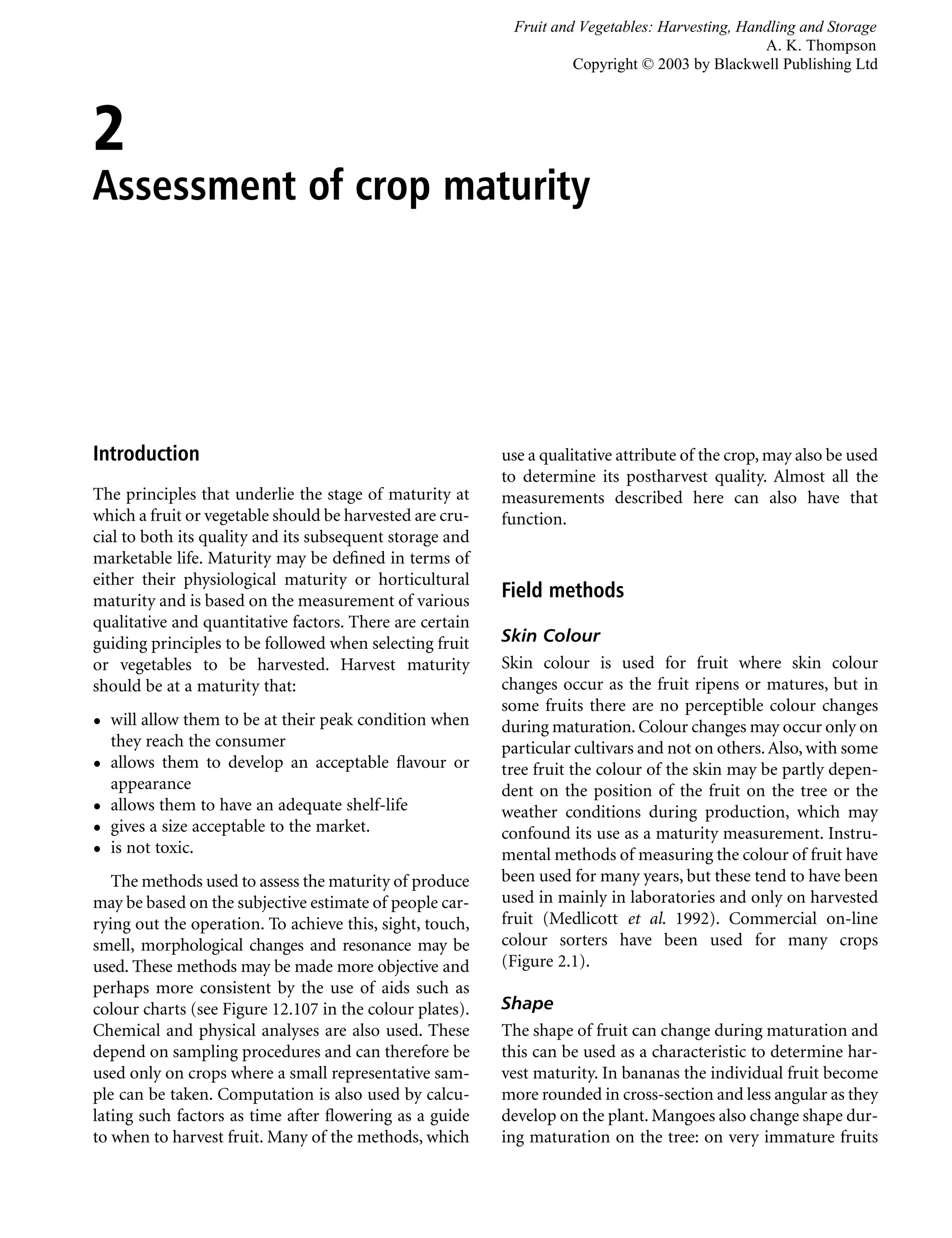 Fruit and vegetables Harvesting, Handling and Storage | PDF