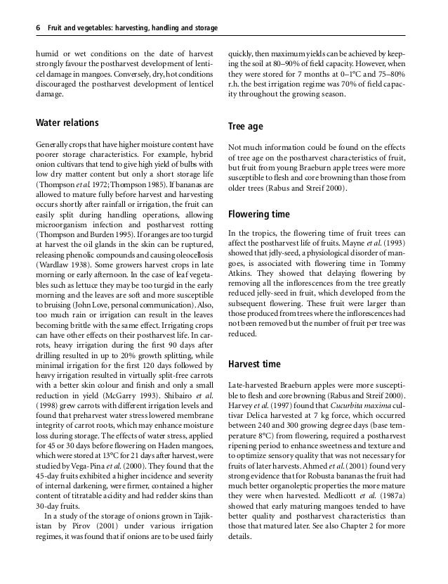 Fruit and vegetables Harvesting, Handling and Storage