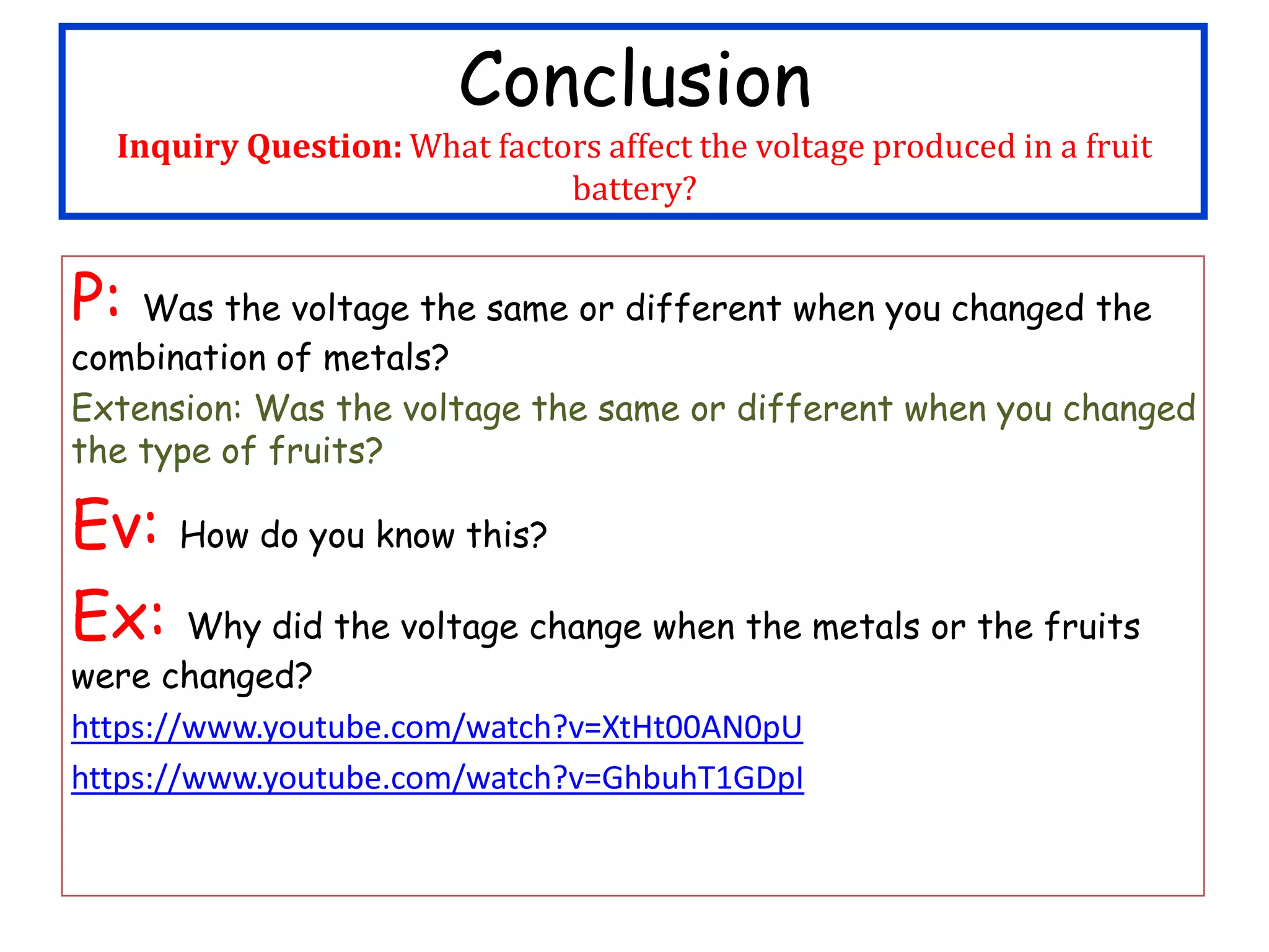 Fruit battery inquiry | PPTX