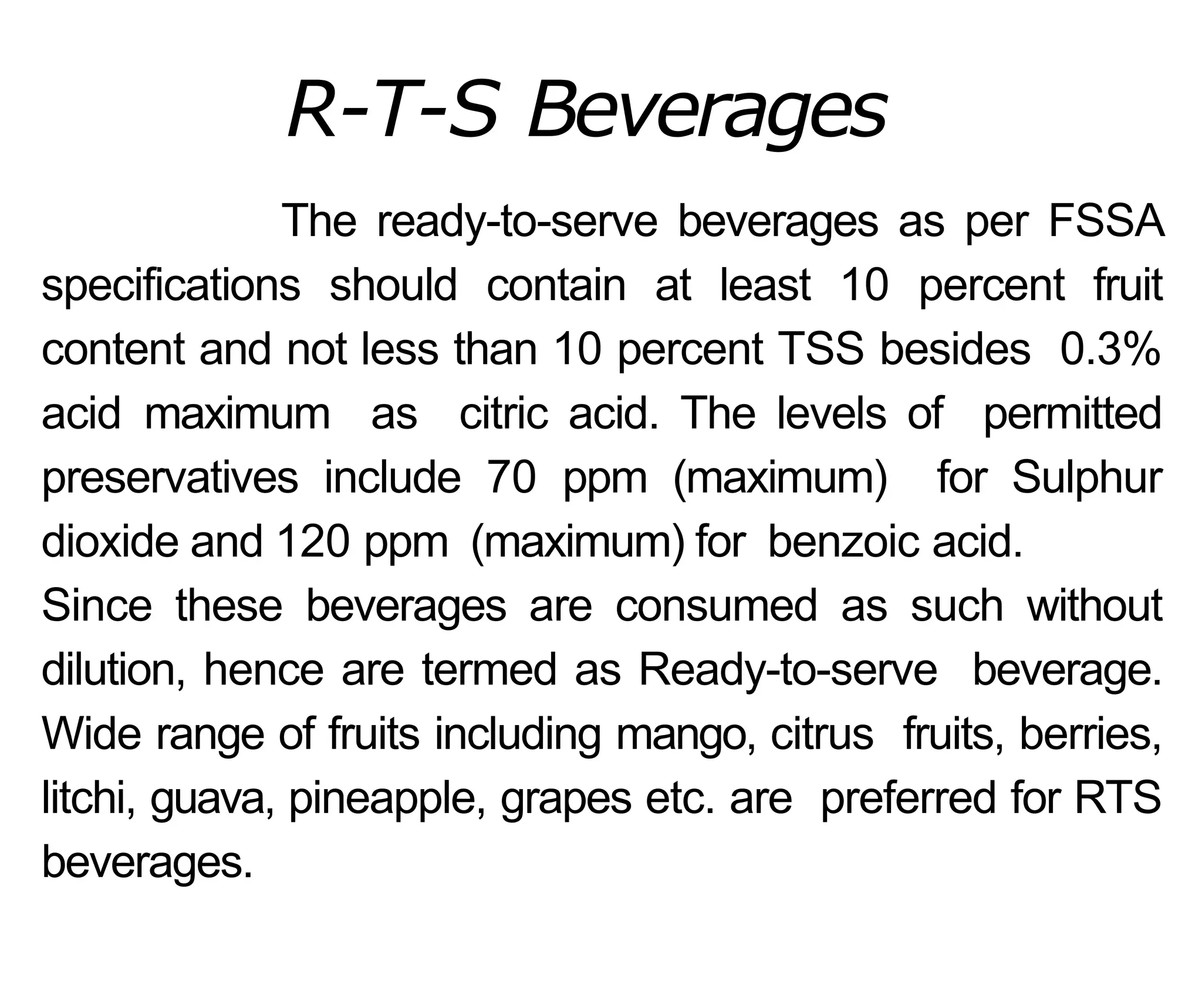 Fruit Beverages - RTS | PPTX